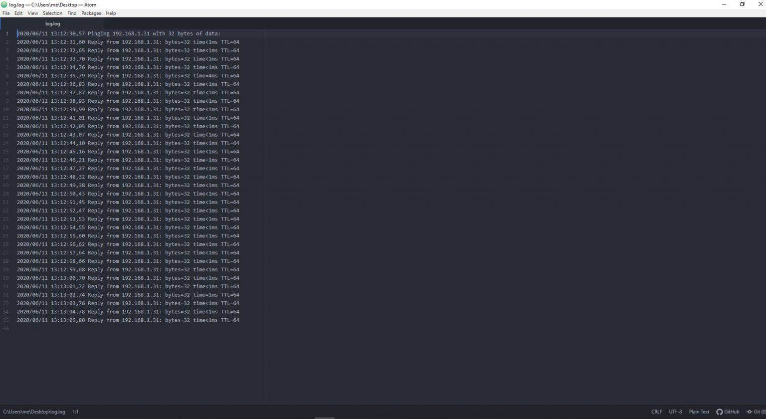 Ping to Log File With a Timestamp - Ulrich's TechLib